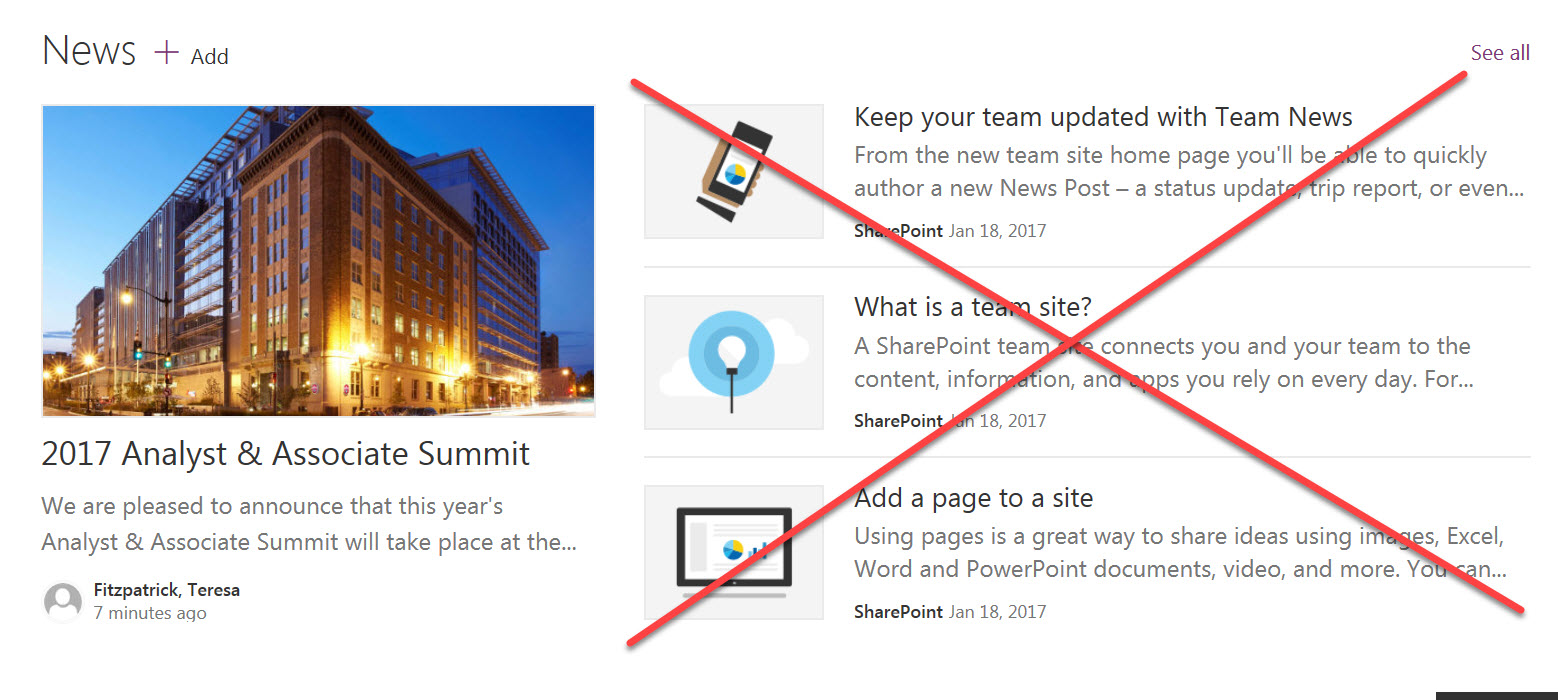Remove default News in SharePoint group site | Microsoft Community Hub