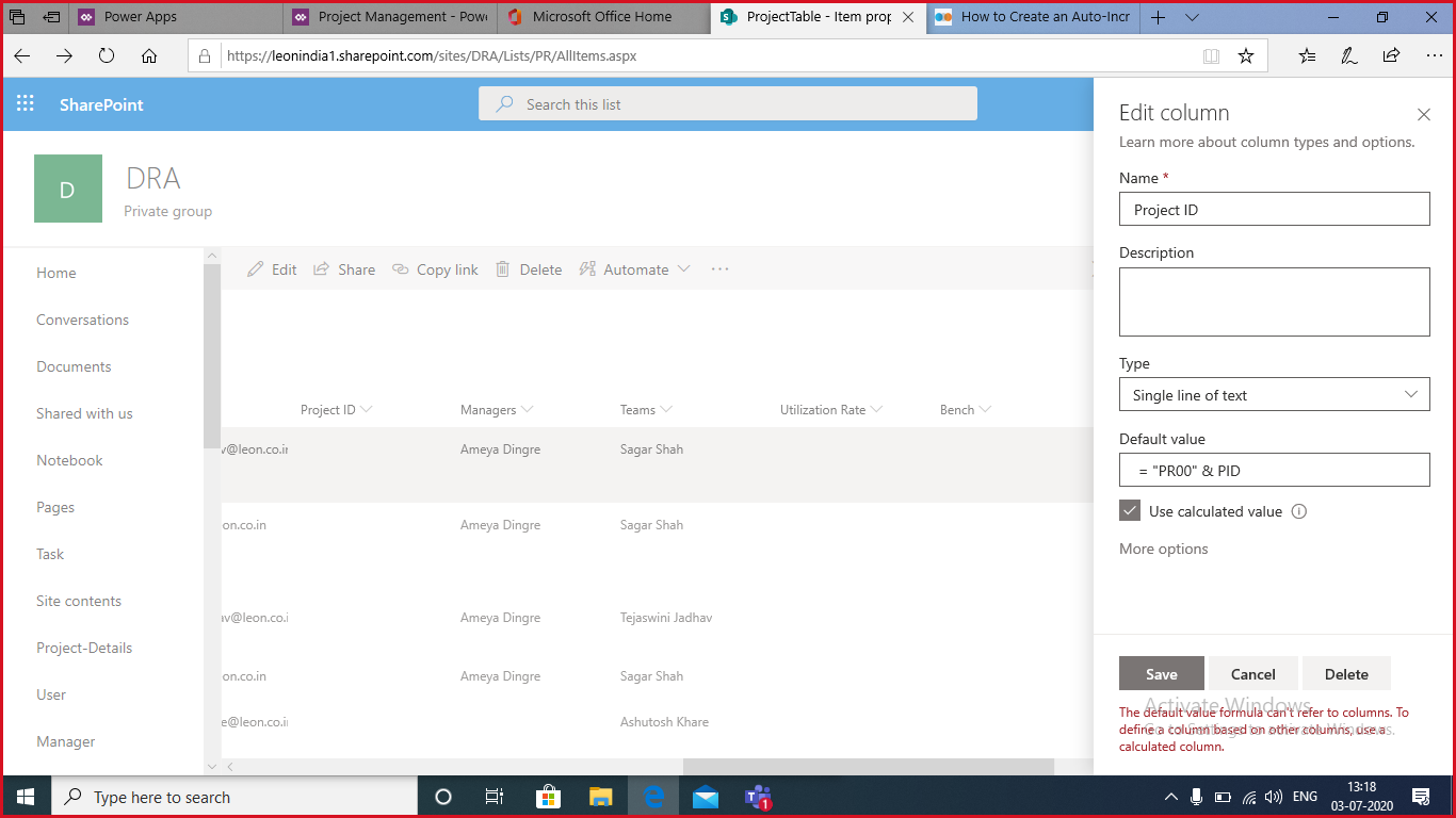 Sharepoint formula problem | Microsoft Community Hub