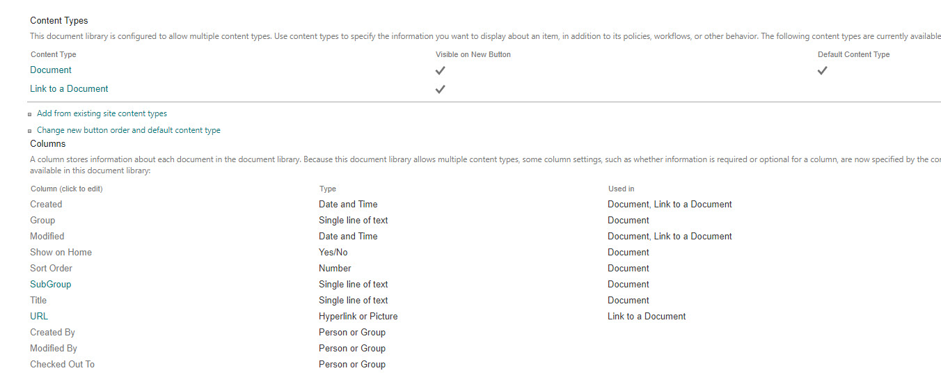 Document library that looks like the Document Content Type was modified ...
