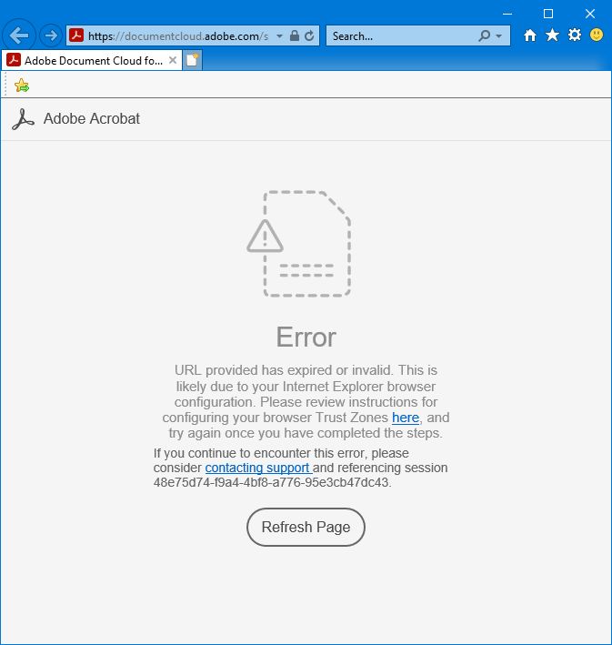 SharePoint Online Internet Explorer Adobe Online - "URL provided has ...