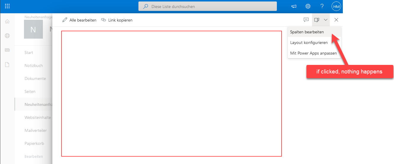 Conditional Formula To Showhide Columns Works For New Items Error In
