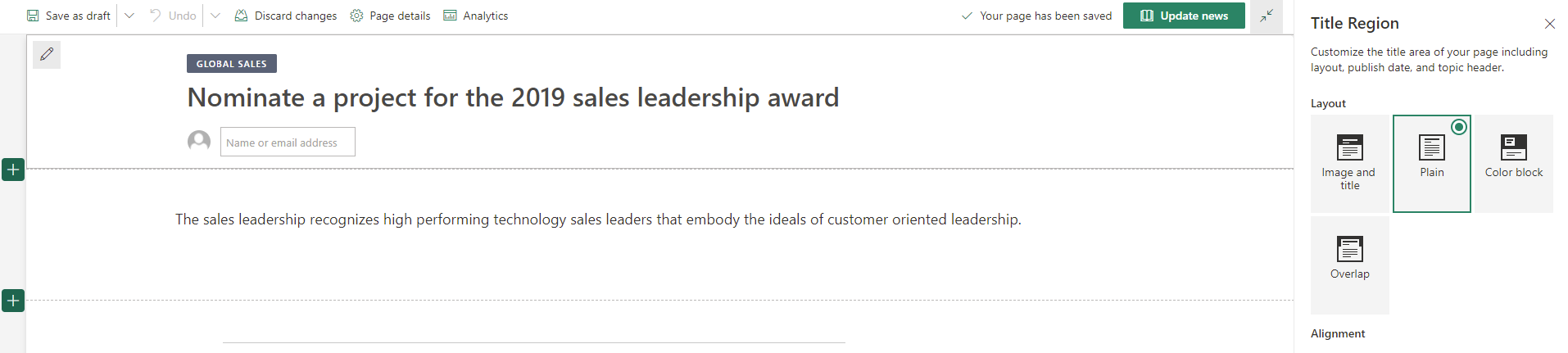 How can I add the "title" (banner) / title area to an existing page ...