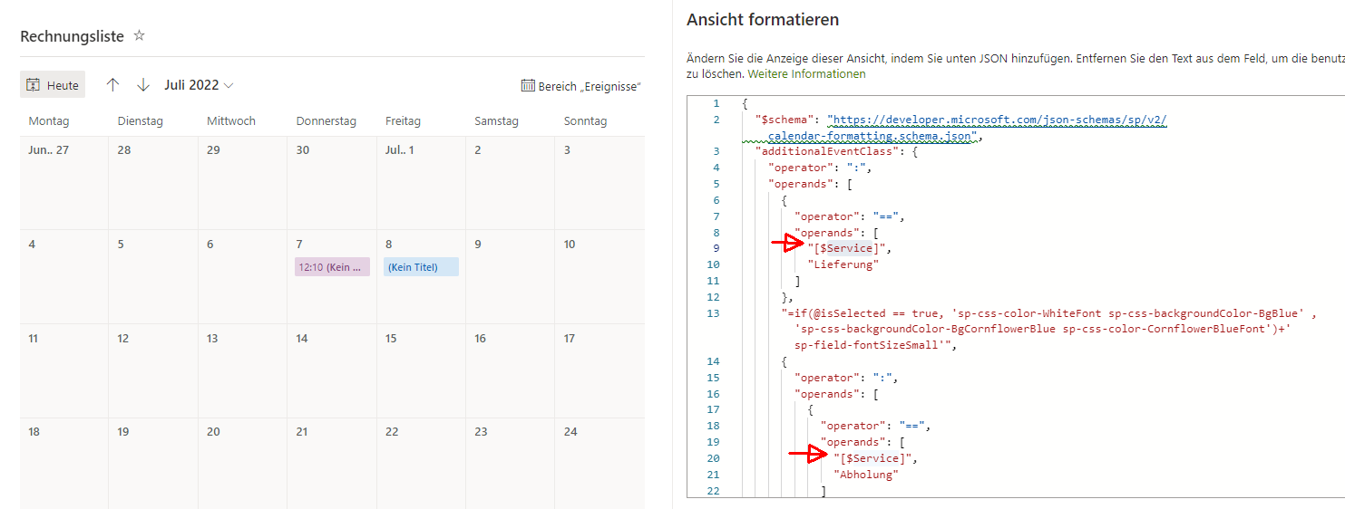 JSON Format View for Sharepoint Modern Calendar | Microsoft Community Hub