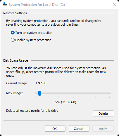 How I save or create a new restore points in another disk? | Microsoft ...