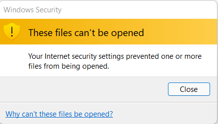 Internet Security Settings Prevent Me from Running Executable Files ...
