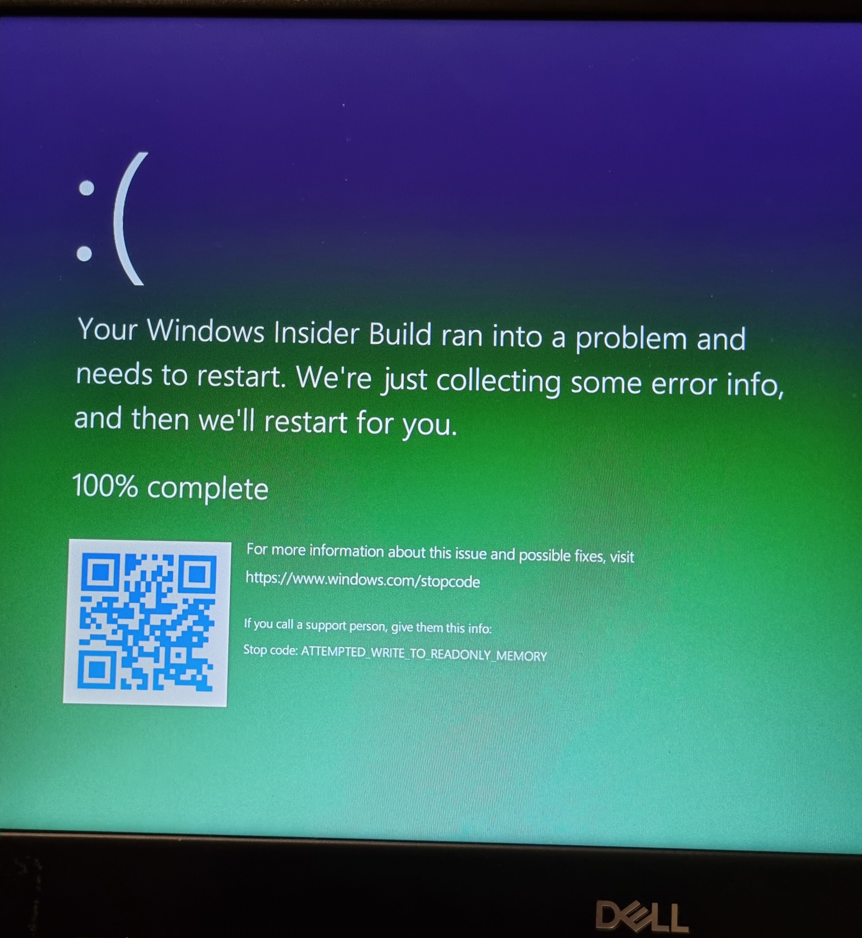 Windows 11 Insider Preview: Failed at Stop code: ATTEMPTED_WRITE_TO ...