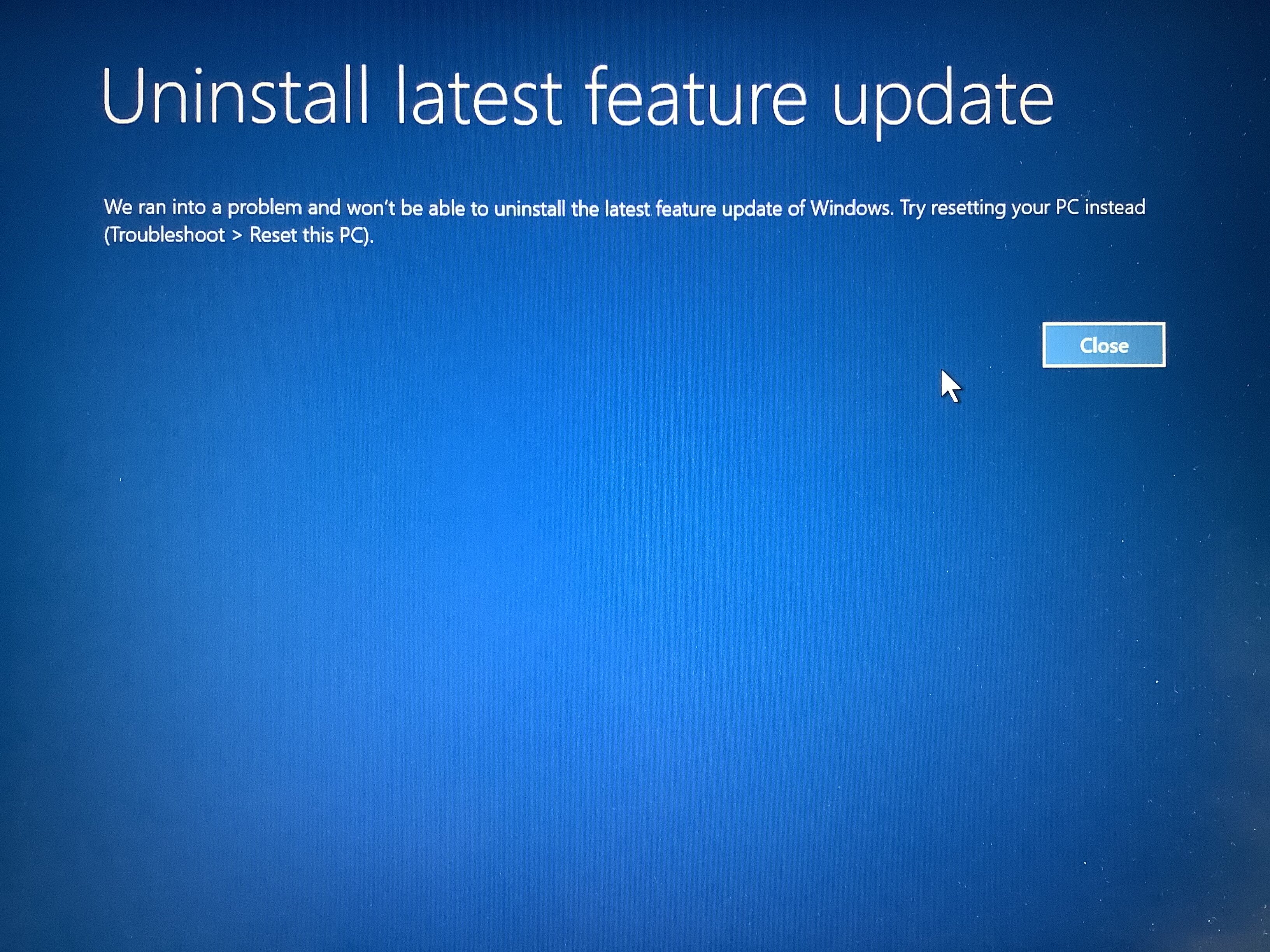 Unable To Uninstall Latest Feature Update (Windows 11) | Microsoft ...