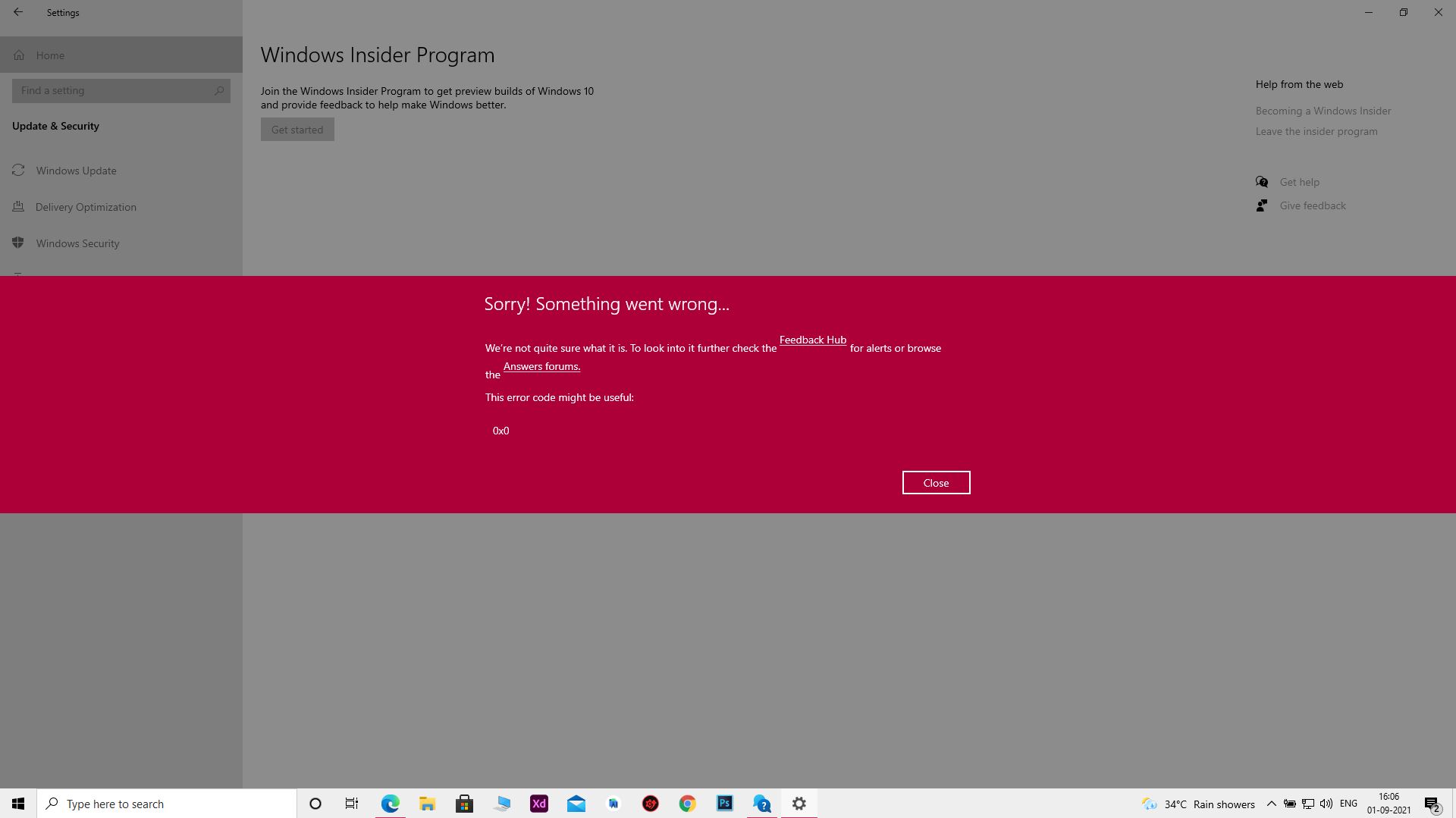 WINDOWS INSIDER PROGRAMME ISSUE | Microsoft Community Hub