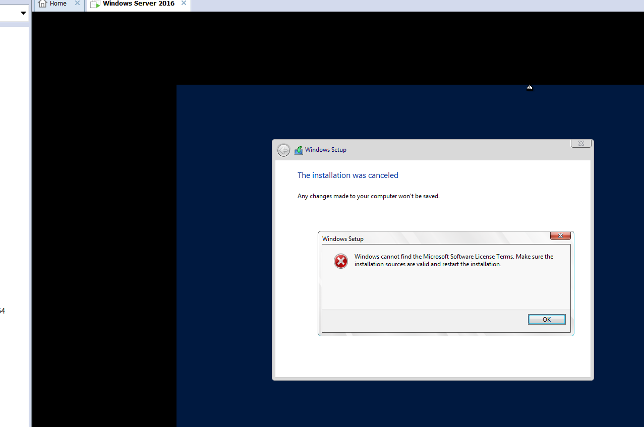 Windows Cannot find Microsoft software license terms - During Server ...