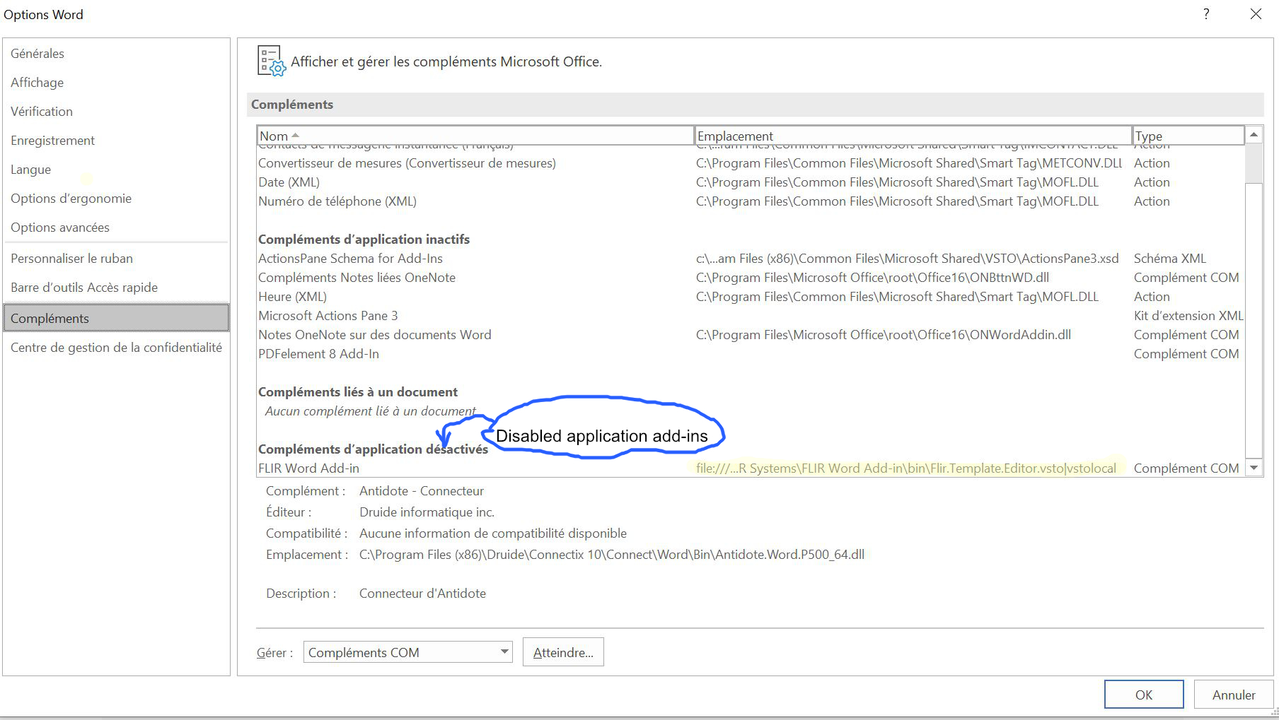 MS Word COMM add-in keeps going inactive / FLIR Tool+-report studio | Microsoft Community Hub