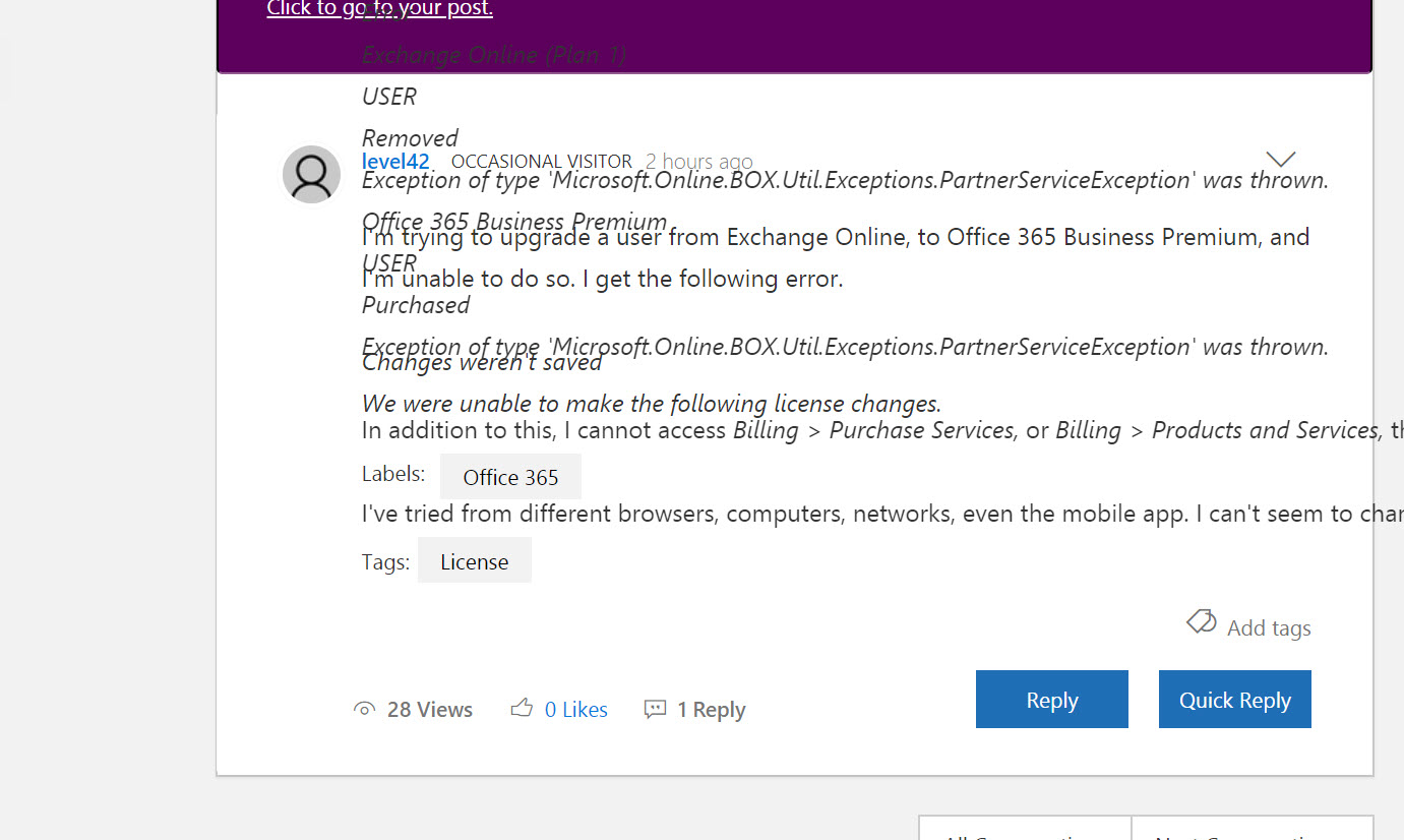 Unable to purchase licenses in Office 365 | Microsoft Community Hub