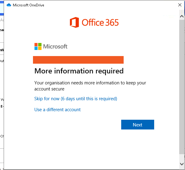 Office 365 'More information required' on login | Microsoft Community Hub
