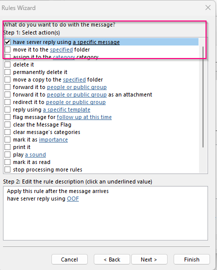 Server side inbox rule : Use rules to create an out of office message | Microsoft Community Hub
