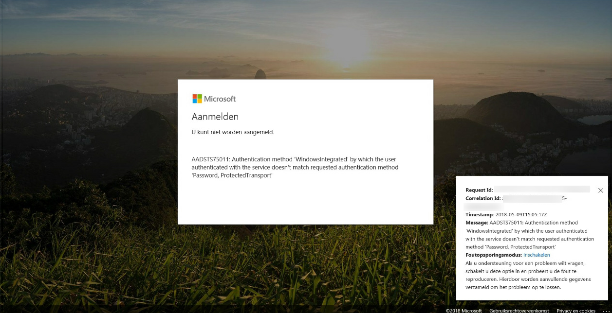 AADSTS75011 by which the user authenticated with the service doesn't match requested ...