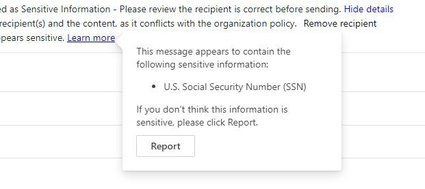 What happens when a Policy Tip in Microsoft Data Loss Prevention is ...