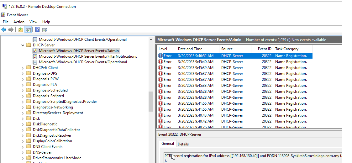 PTR Record registration error 9017 (DNS Bad Key) and DHCP Event ID ...