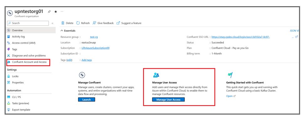 Managing Confluent Cloud User Access via Azure portal