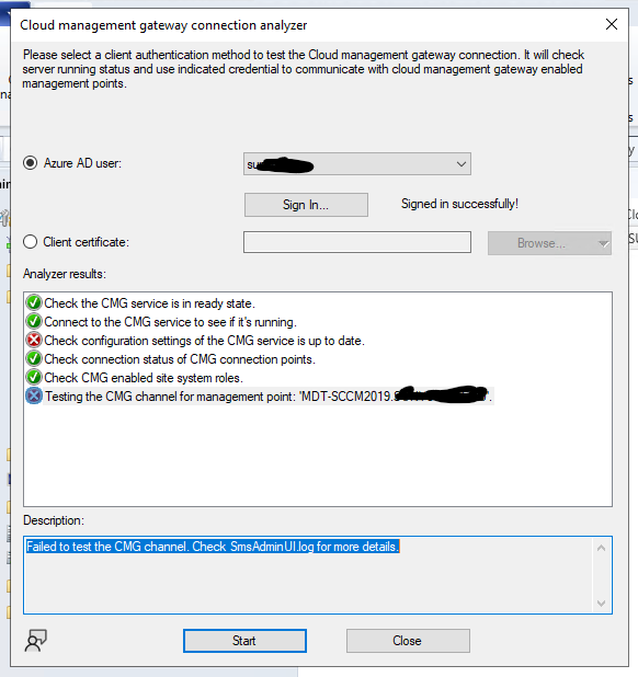 CMG Connection Analyzer errors | Microsoft Community Hub