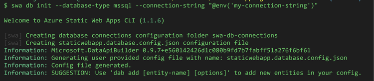Azure Static Web Apps Database Connections feature