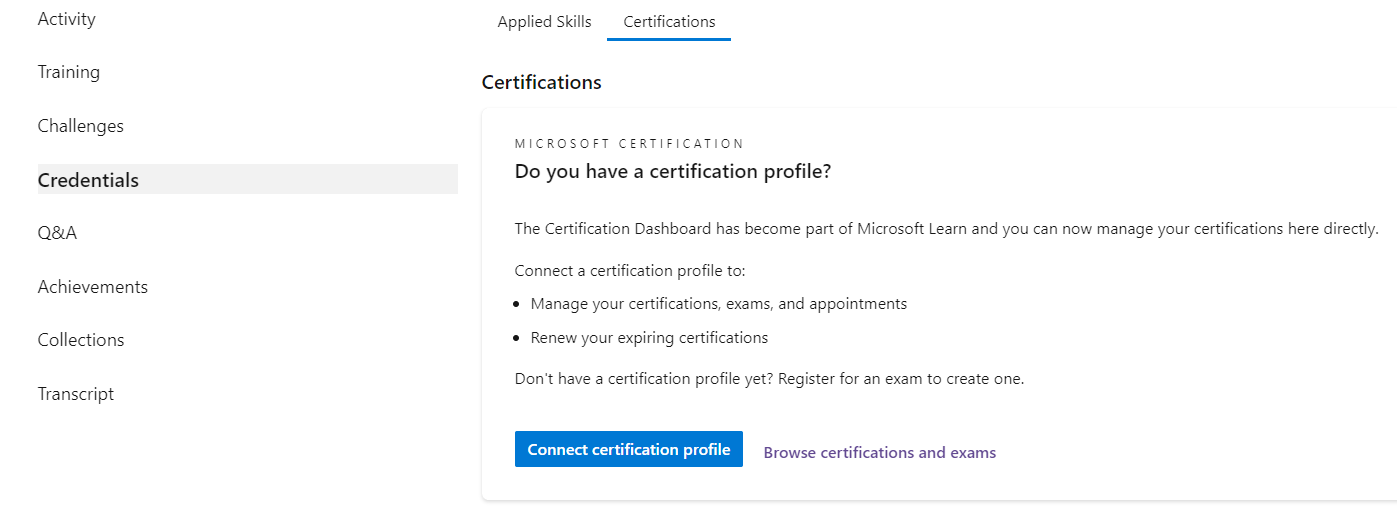 Unable to link learn profile and certification profile | Microsoft ...