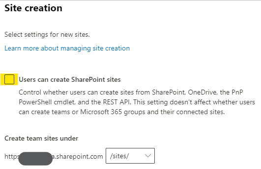 SharePoint Online Admins don't get the option to create sites from ...