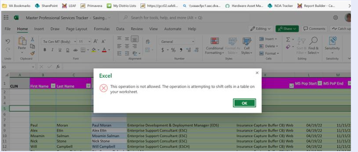 Unable to add lines to an Excel Workbook | Microsoft Community Hub