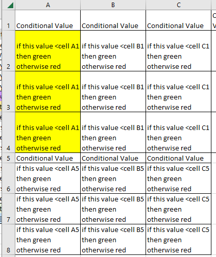 Conditional formatting for relative cell reference | Microsoft Community Hub