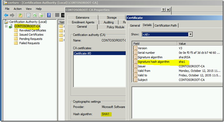 SHA1 Key Migration to SHA256 for a two tier PKI hierarchy | Microsoft ...