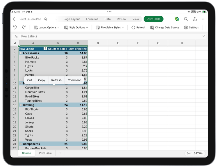 Introducing PivotTables on iPad | Microsoft Community Hub