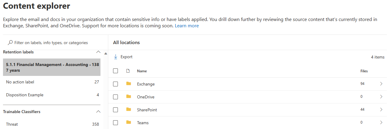 Accuracy of Purview Content Explorer for retention labels | Microsoft ...