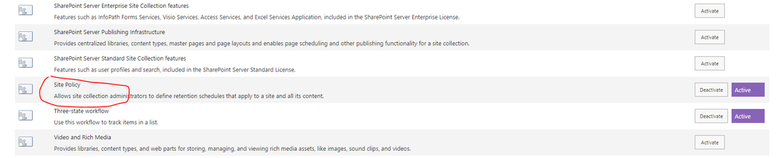 Generating bar codes by enabling the Site Policy SharePoint feature or ...