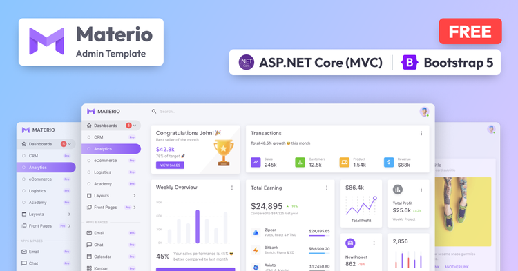 Open Source Materio Asp.NET Core MVC Admin Dashboard Template | Microsoft Community Hub