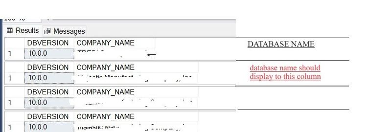 How to display the database name in the result of a query? | Microsoft ...