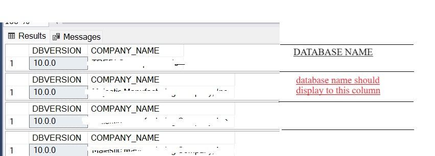 How to display the database name in the result of a query? | Microsoft ...