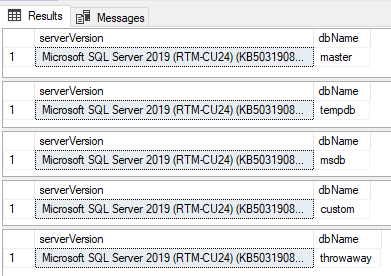 How to display the database name in the result of a query? | Microsoft ...