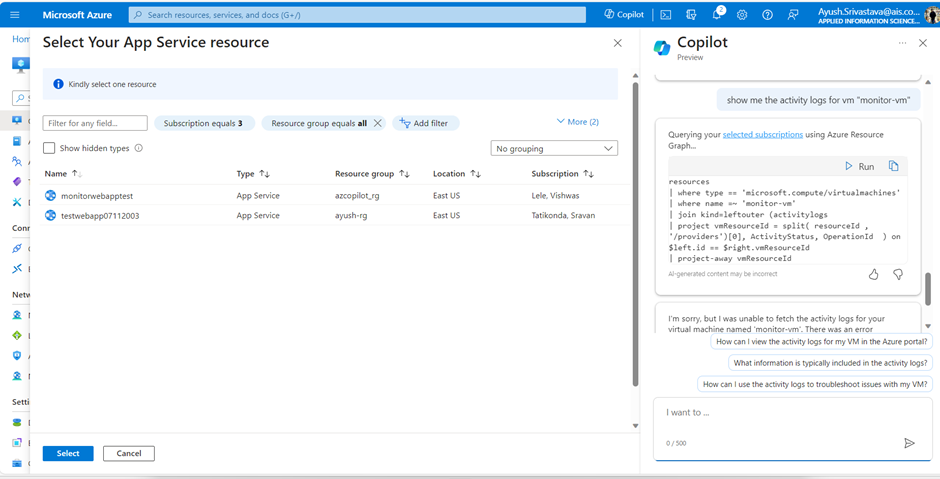 Fluctuations in Azure Copilot's functionality | Microsoft Community Hub