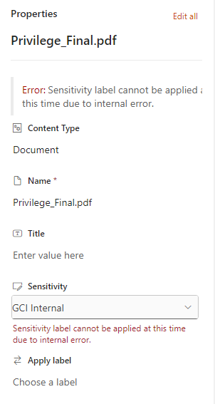Sensitivity Label error for PDFs | Microsoft Community Hub