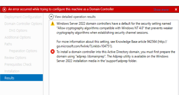 Could not promote new domain controller. | Microsoft Community Hub