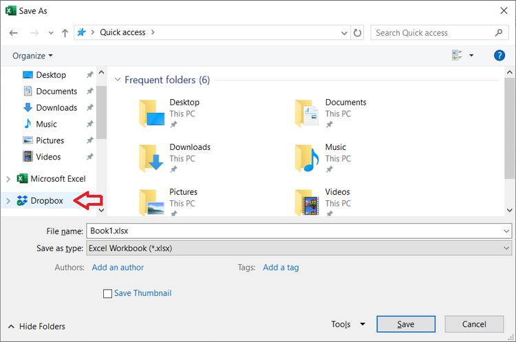 Save an excel file to dropbox | Microsoft Community Hub