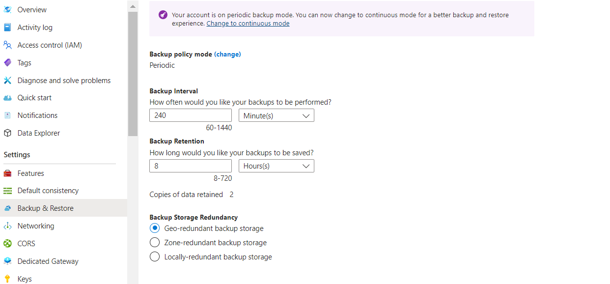 How to restore data from azure cosmos db. | Microsoft Community Hub