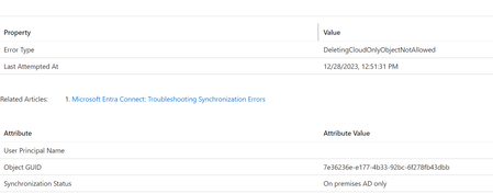 Azure sync errors - DeletingCloudOnlyObjectNotAllowed | Microsoft Community Hub