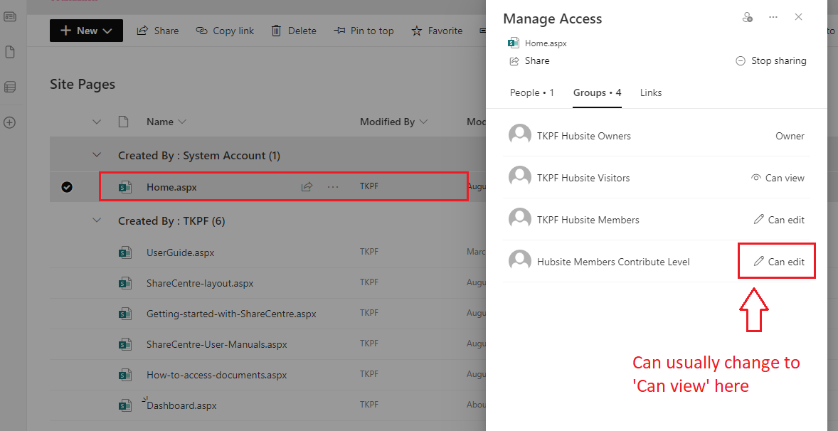 Restrict access to SharePoint homepage to 'view only' | Microsoft Community Hub