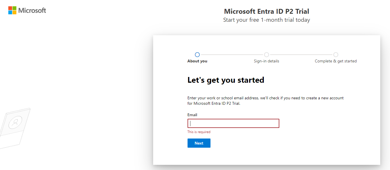 Entra P2 License trial redirecting to another signup page | Microsoft ...