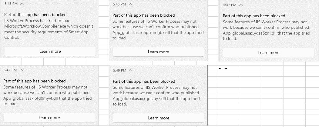 With Smart App Control on, the OS blocks temporary dll files generated ...
