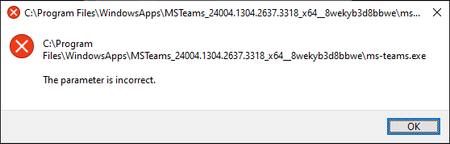 "The paramter is incorrent" error in new Teams client (VDI) | Microsoft ...