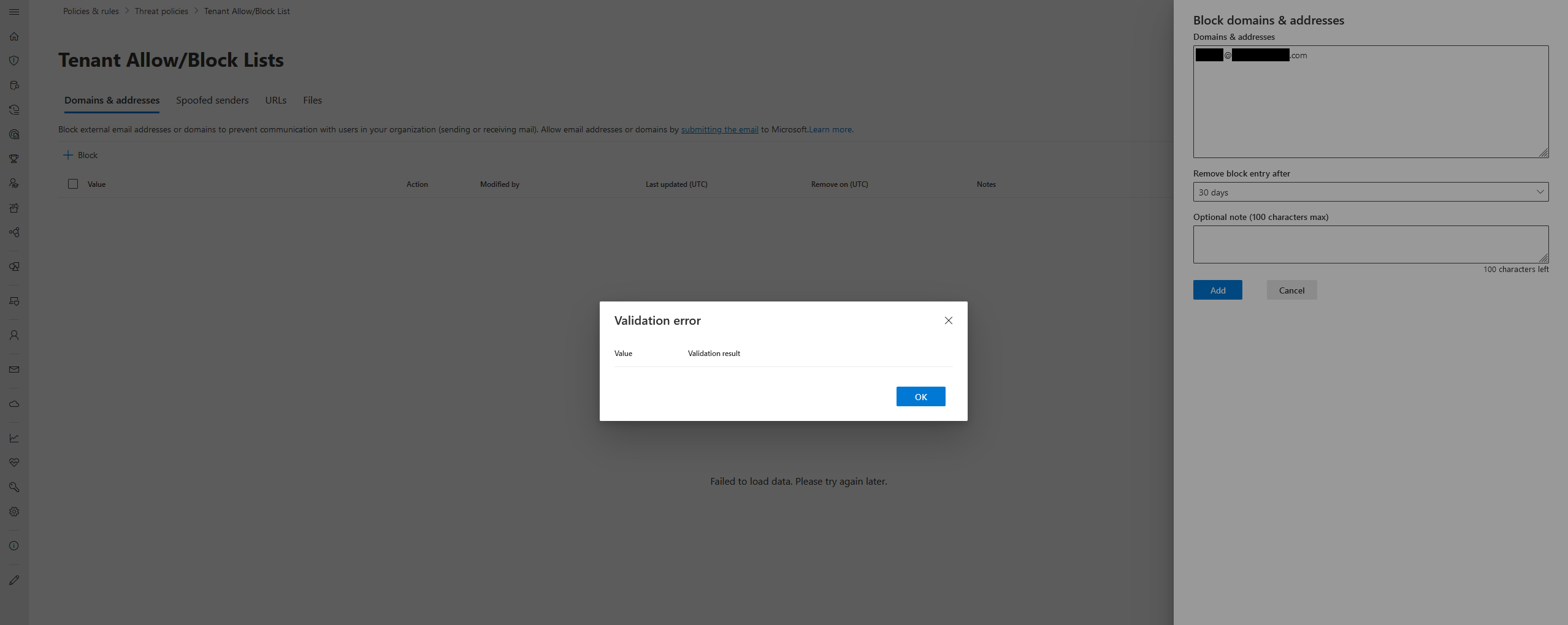 Microsoft Defender XDR Unified RBAC | Tenant Allow/Block List, entry ...