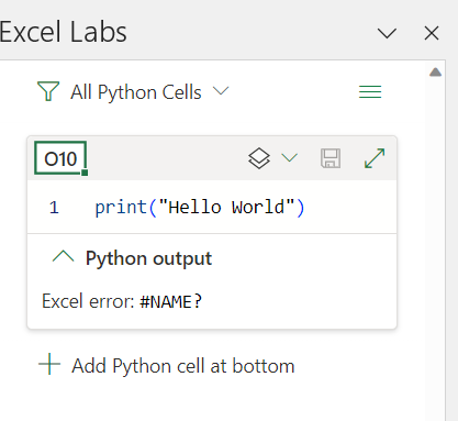 Python in excel Name error | Microsoft Community Hub