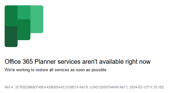 Office 365 Planner Services Aren't available right now | Microsoft ...