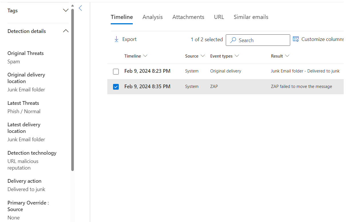 ZAP Failed to move the messages | Microsoft Community Hub