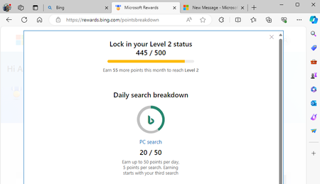 Bing searches stopped rewarding for subsequent searches before reaching ...